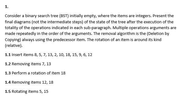 Solved 1. Consider a binary search tree (BST) initially | Chegg.com