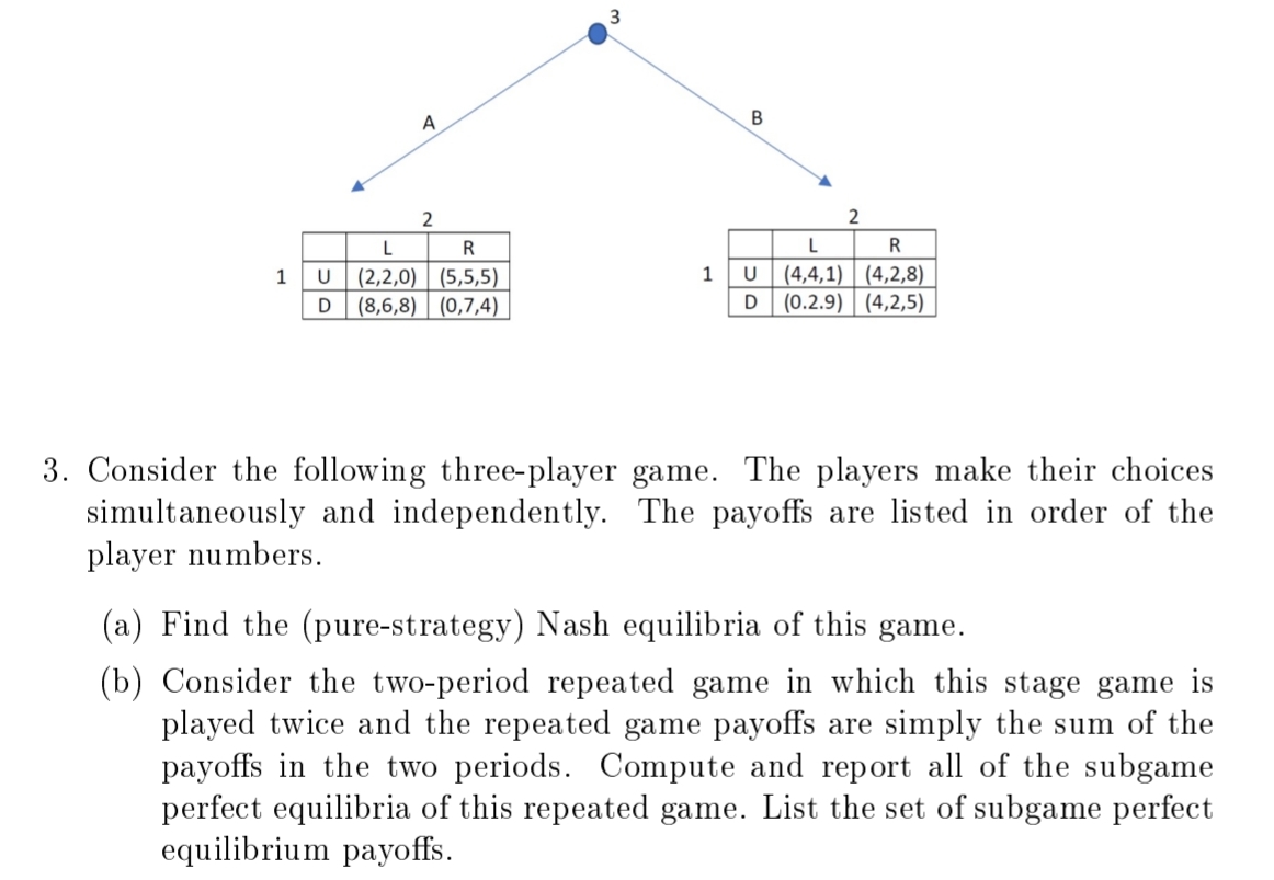 Solved 11Consider the following three-player game. The | Chegg.com
