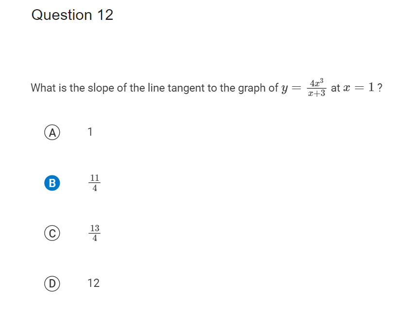 Solved Question 12What is the slope of the line tangent to | Chegg.com