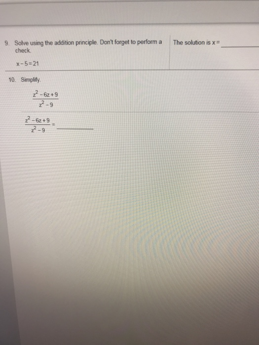Solved Solve using the addition principle. Don't forget to | Chegg.com