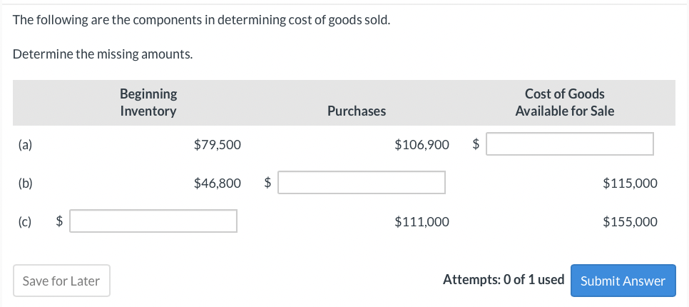The following are the components in determining cost | Chegg.com