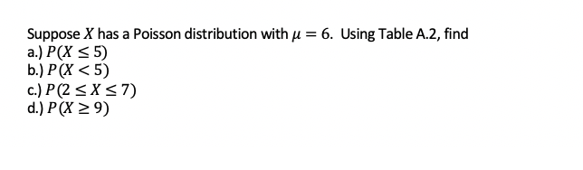 Solved Suppose X has a Poisson distribution with u = 6. | Chegg.com