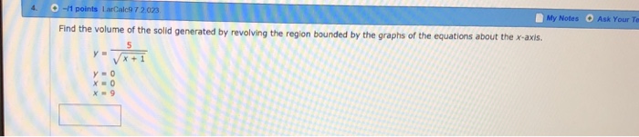 Solved Find the volumes of the solids generated by revolving | Chegg.com