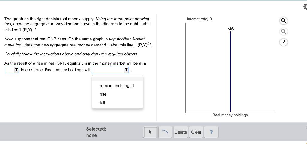 Solved nterest rate, R The graph on the right depicts real | Chegg.com