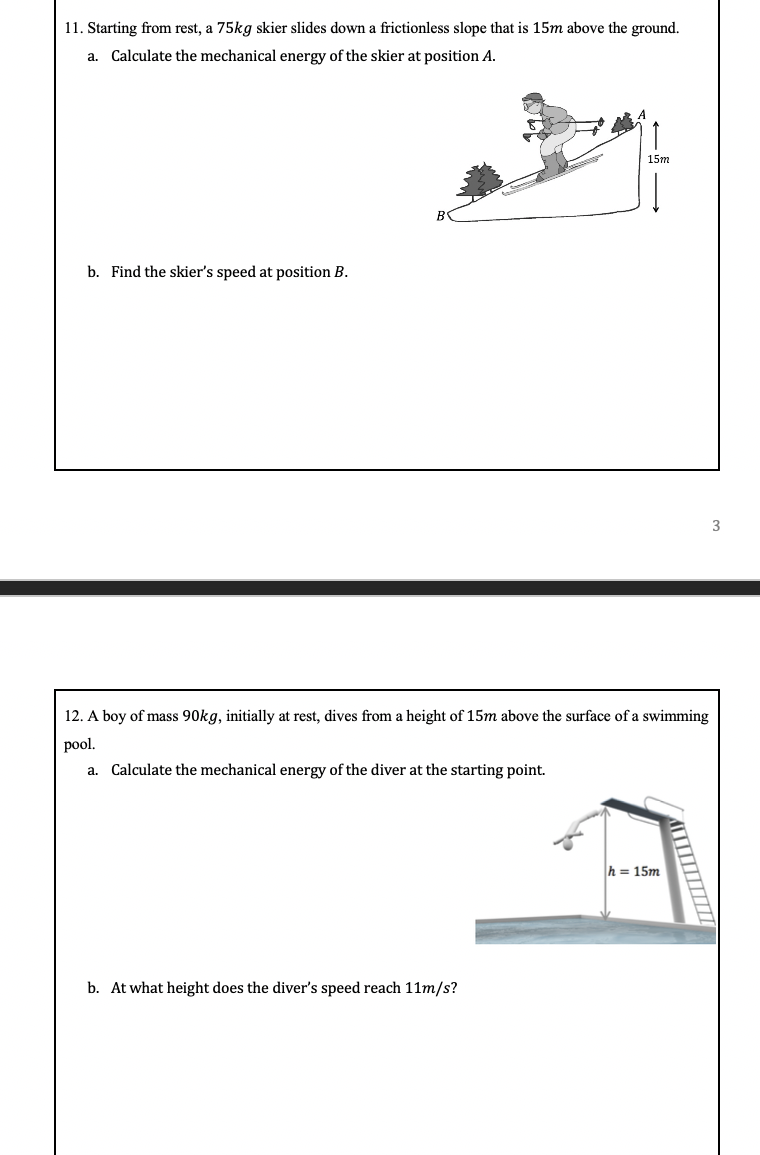 Solved 11. Starting from rest, a 75kg skier slides down a | Chegg.com