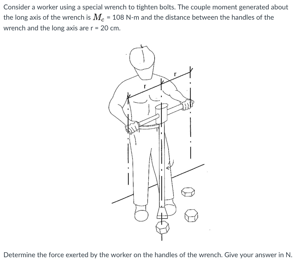 Solved Consider a worker using a special wrench to tighten | Chegg.com