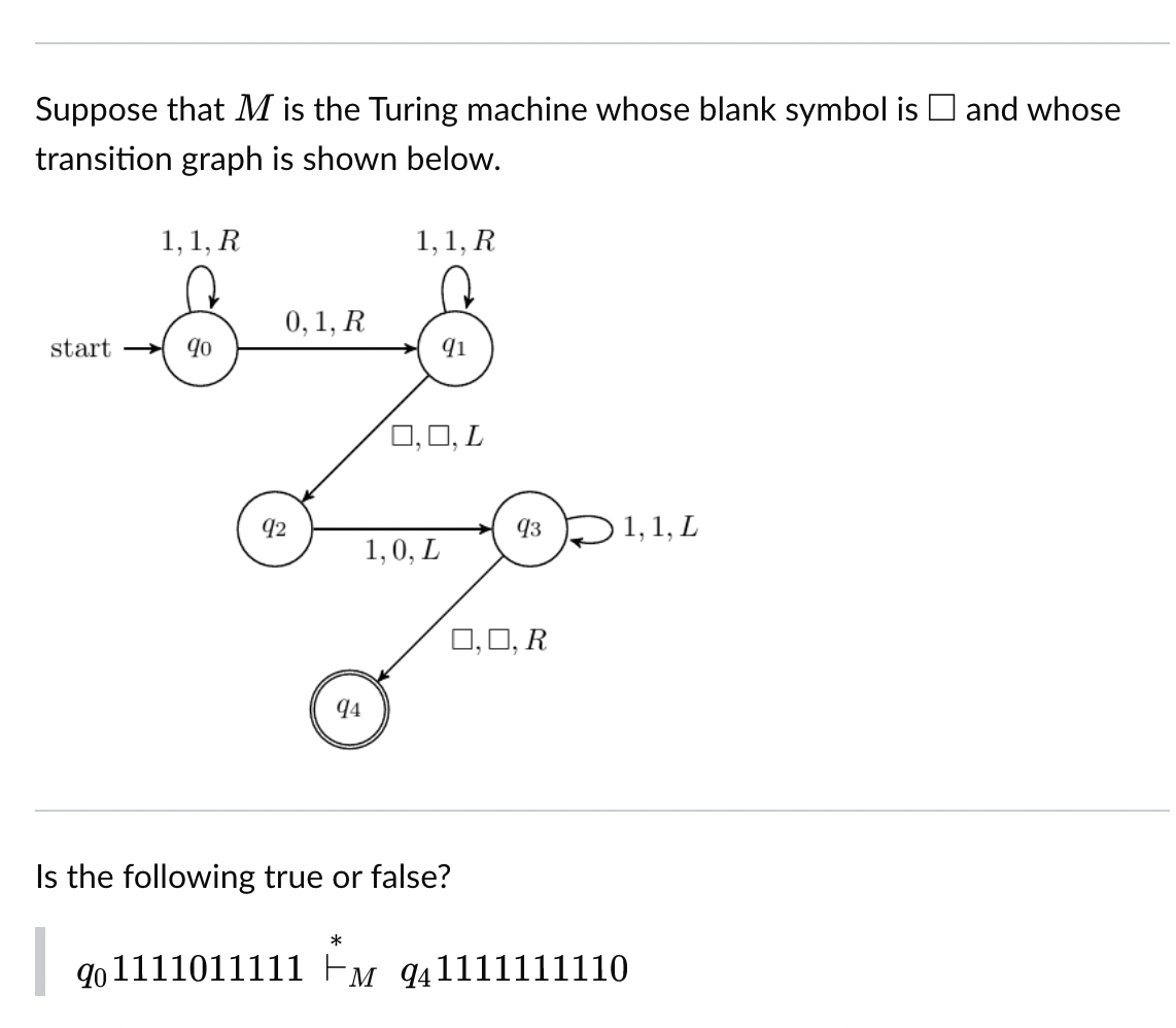Solved Suppose that M is the Turing machine whose blank | Chegg.com