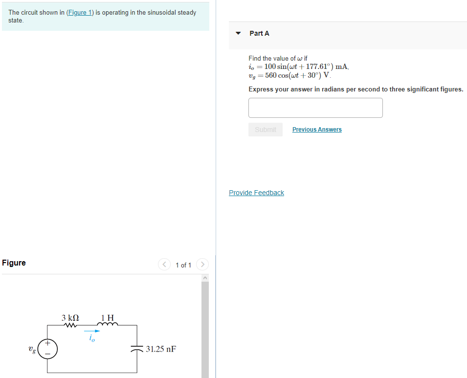 Solved The circuit shown in (Figure 1) is operating in the | Chegg.com