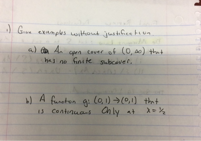 Solved Give examples without justification. a) An open | Chegg.com