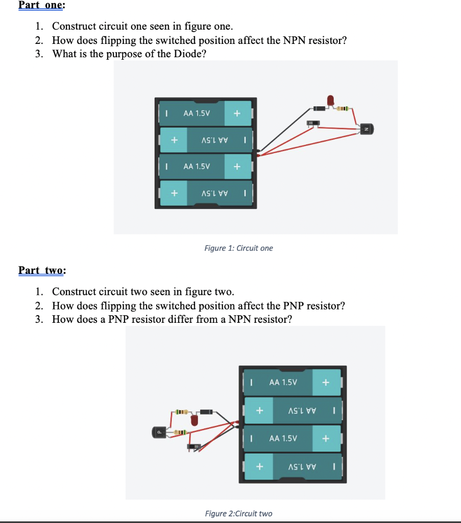 Solved Part one: 1. Construct circuit one seen in figure | Chegg.com