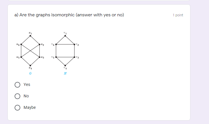 Solved a) Are the graphs isomorphic (answer with yes or no) | Chegg.com