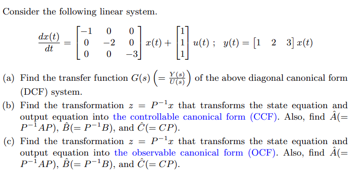 Solved Consider the following linear system. | Chegg.com