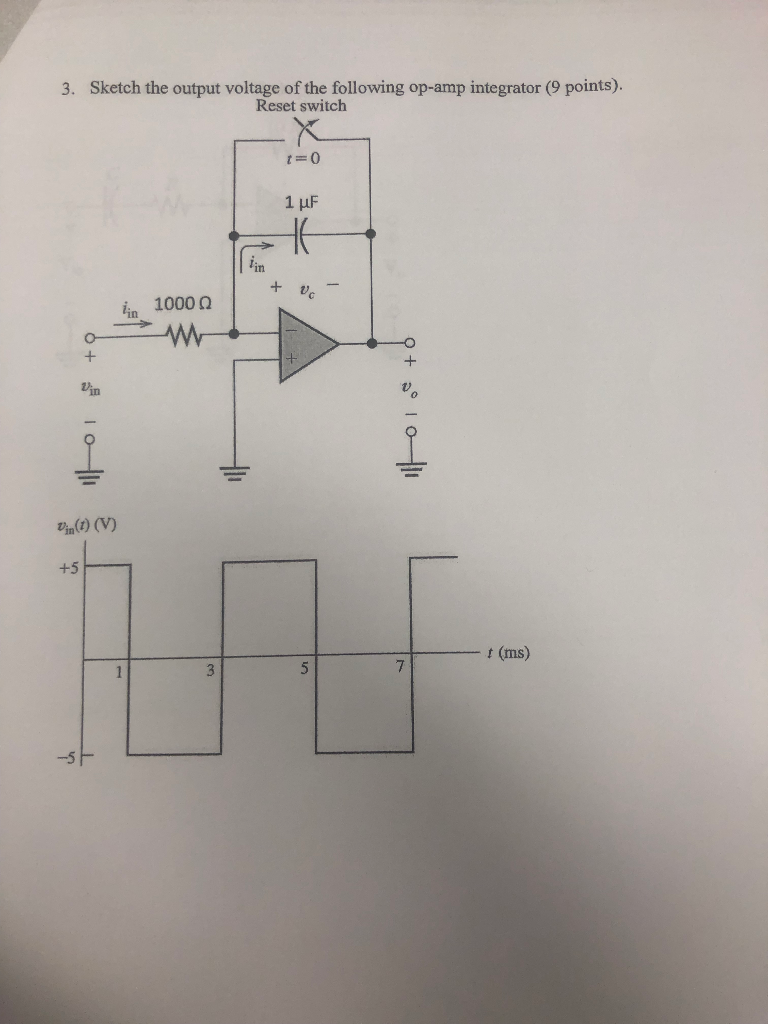 Solved Sketch the output voltage of the following op-amp | Chegg.com