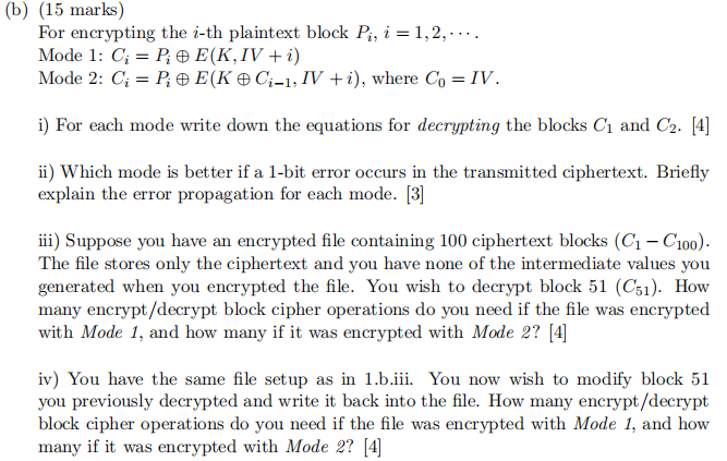 Solved For encrypting the i-th plaintext block Pi,i=1,2,⋯. | Chegg.com