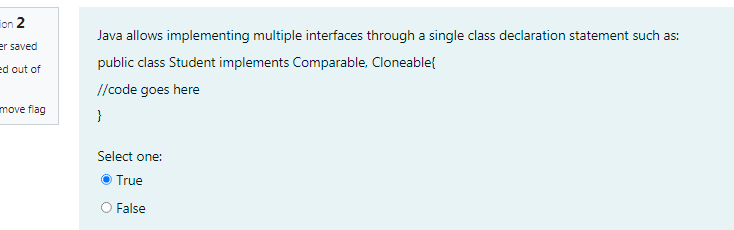 Solved on 2 Java allows implementing multiple interfaces | Chegg.com