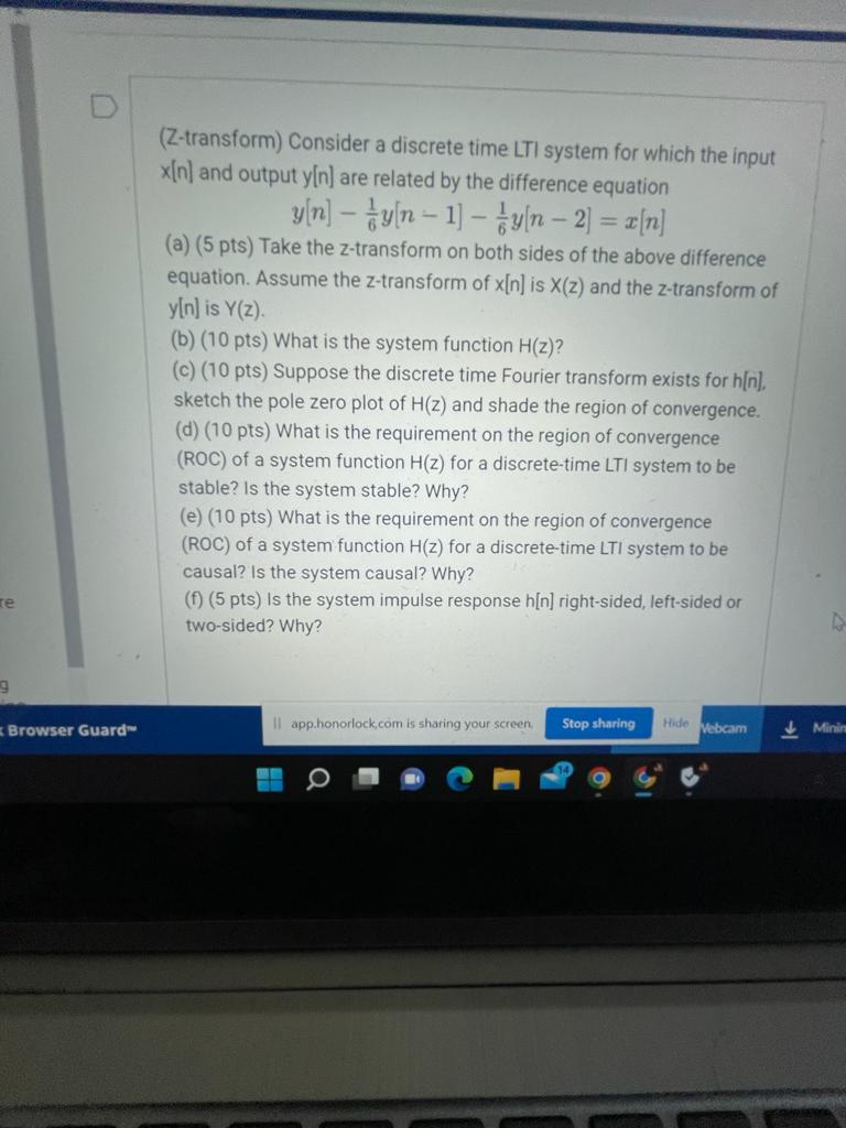 Solved (Z-transform) Consider a discrete time LTI system for | Chegg.com