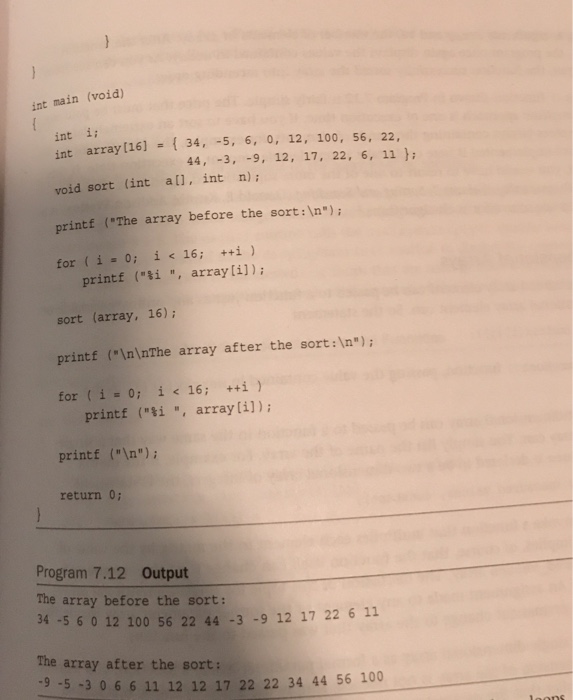 Solved 13. Modify the sort 0 function from Program 7.12 to | Chegg.com
