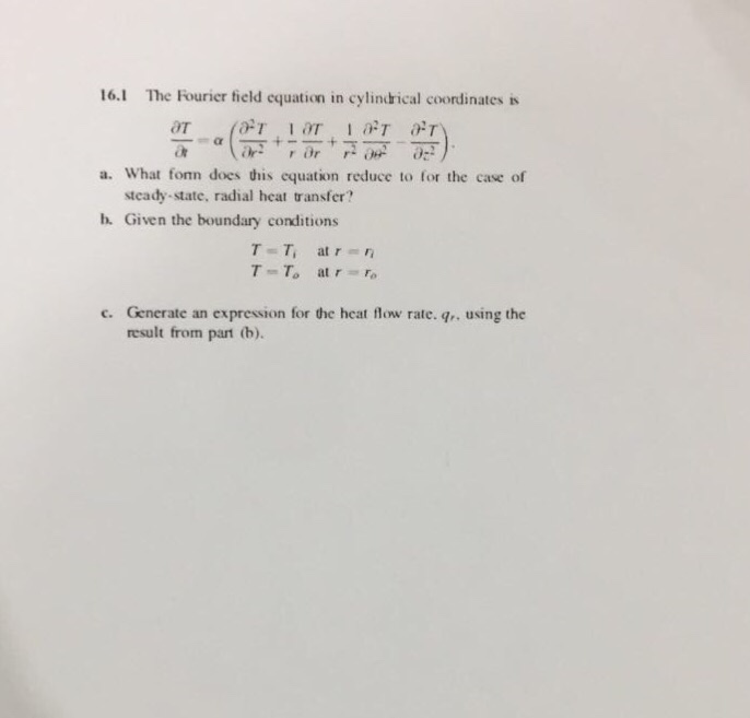 Solved 16.1 The Fourier field equation in cylindrical | Chegg.com
