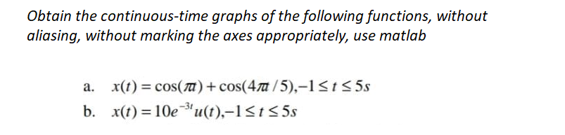 Solved Obtain the continuous-time graphs of the following | Chegg.com