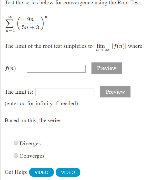 Solved Test the series below for convergence using the Root | Chegg.com