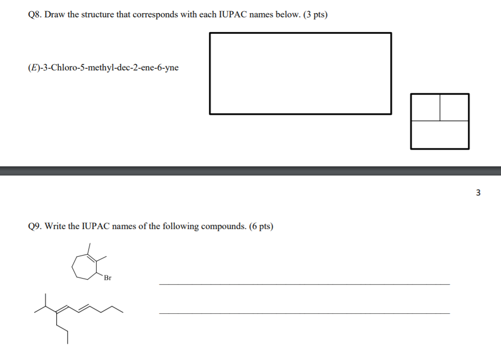 Solved Q8. Draw the structure that corresponds with each | Chegg.com