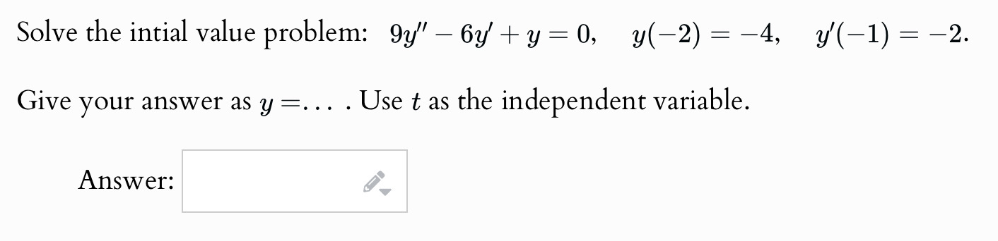 Solved Solve the intial value problem: | Chegg.com