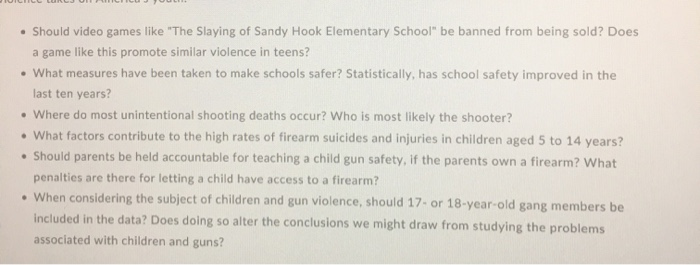 Solved Should video games like "The Slaying of Sandy Hook | Chegg.com