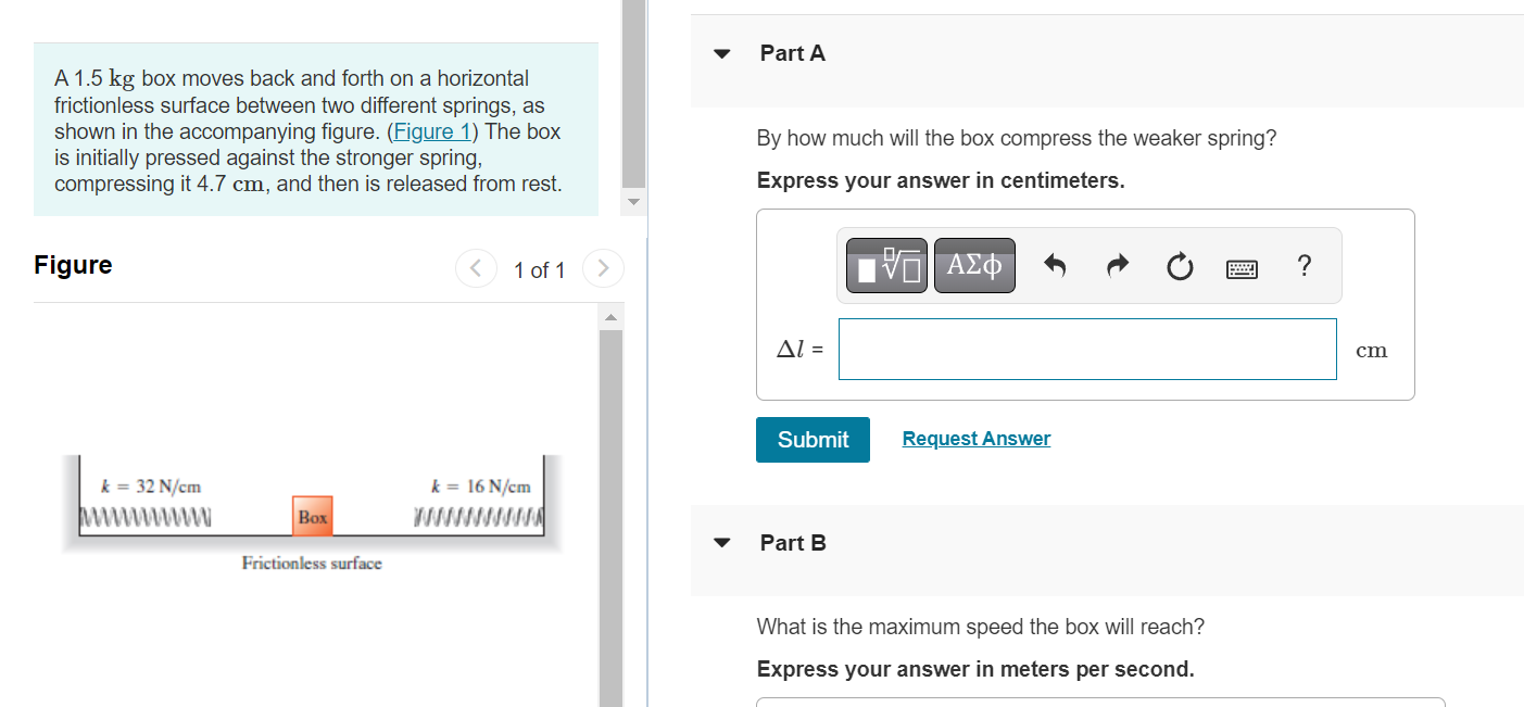 Solved A 1.5 kg box moves back and forth on a horizontal | Chegg.com