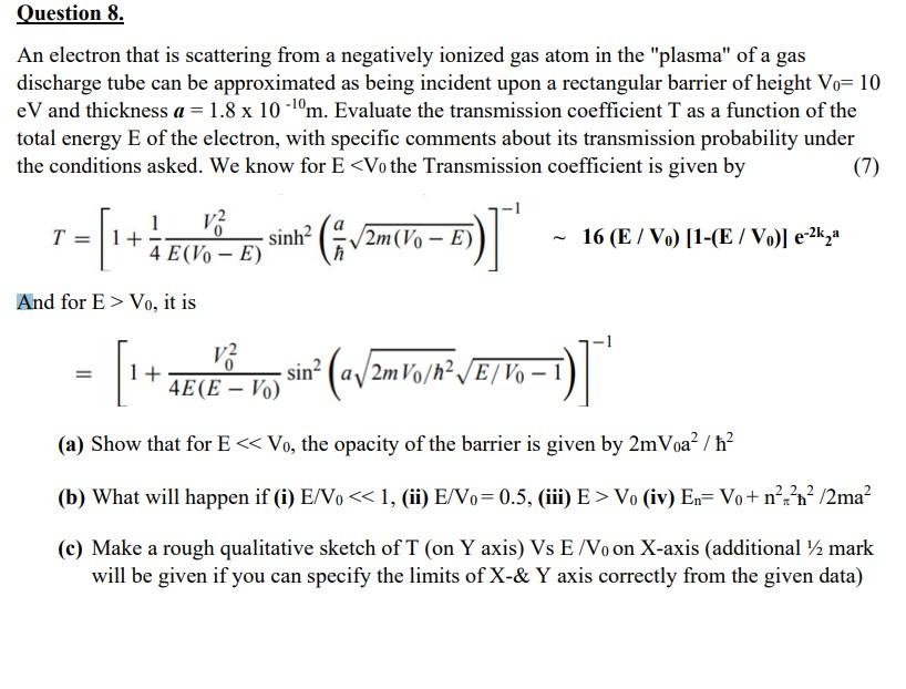 Solved An electron that is scattering from a negatively | Chegg.com