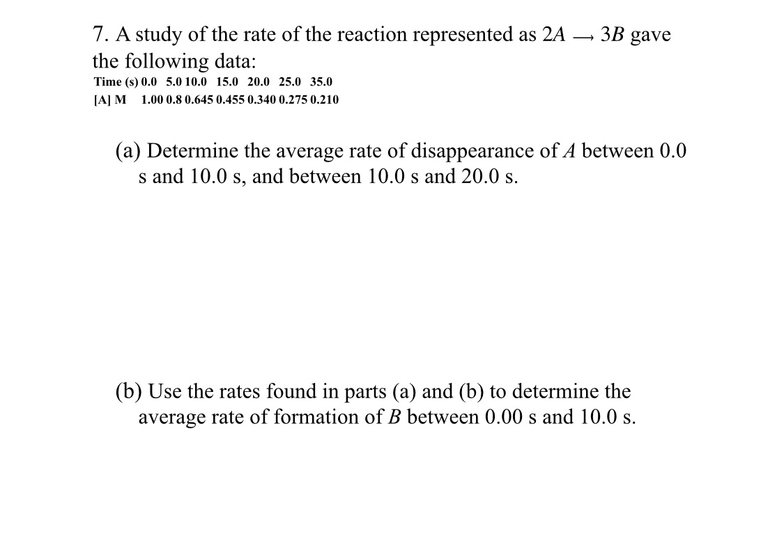 Solved A study of the rate of the reaction represented as | Chegg.com