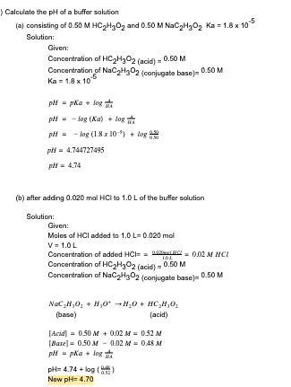 Solved Calculate the pH of a buffer solution (a) consisting | Chegg.com