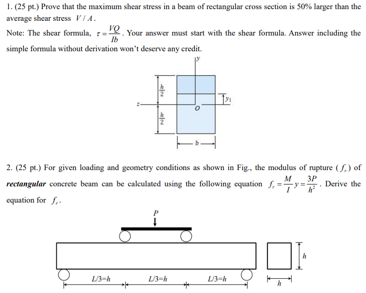 Solved 1. (25 pt.) Prove that the maximum shear stress in a | Chegg.com