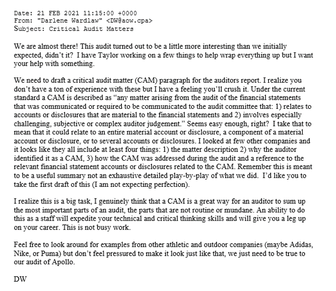 Solved Email memo from your manager, Darlene Audit from | Chegg.com