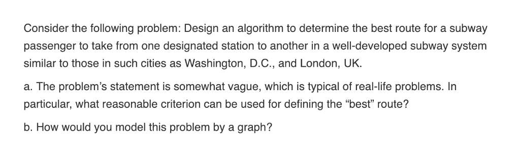 Solved Consider the following problem: Design an algorithm | Chegg.com