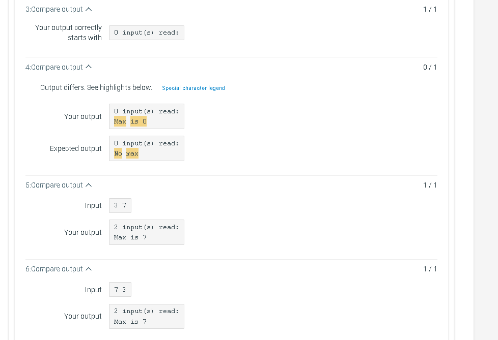 Solved 4:Compare output Dutput differs. See highlights | Chegg.com