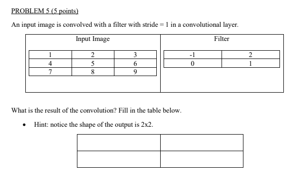 Solved PROBLEM 5 (5 points) An input image is convolved with | Chegg.com