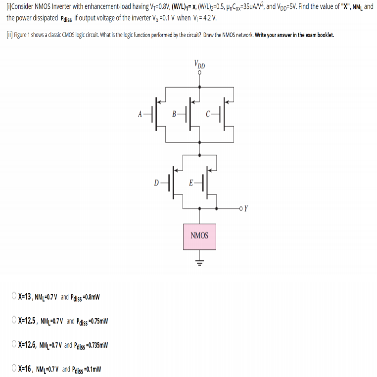 Solved [i]Consider NMOS Inverter with enhancement-load | Chegg.com