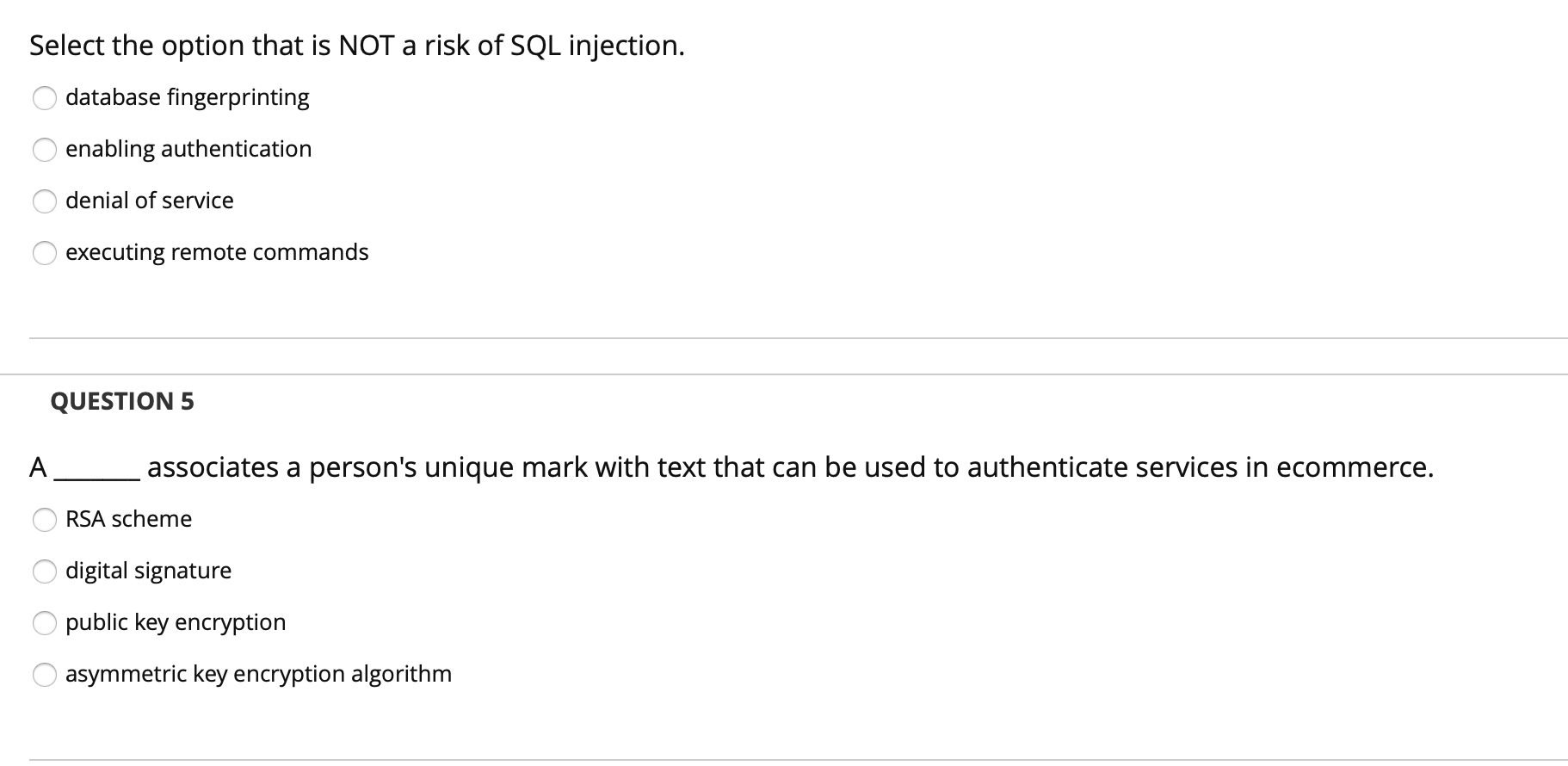 Solved Select the option that is NOT a risk of SQL injection | Chegg.com
