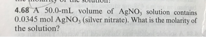 Solved 4.68"A-50.0-mL volume of AgNO3 solution contains | Chegg.com