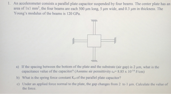 Solved 1. An accelerometer consists a parallel plate | Chegg.com