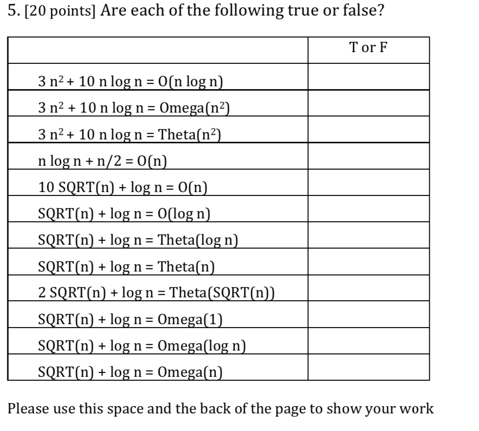 Solved 5 20 Points Are Each Of The Following True Or 4649