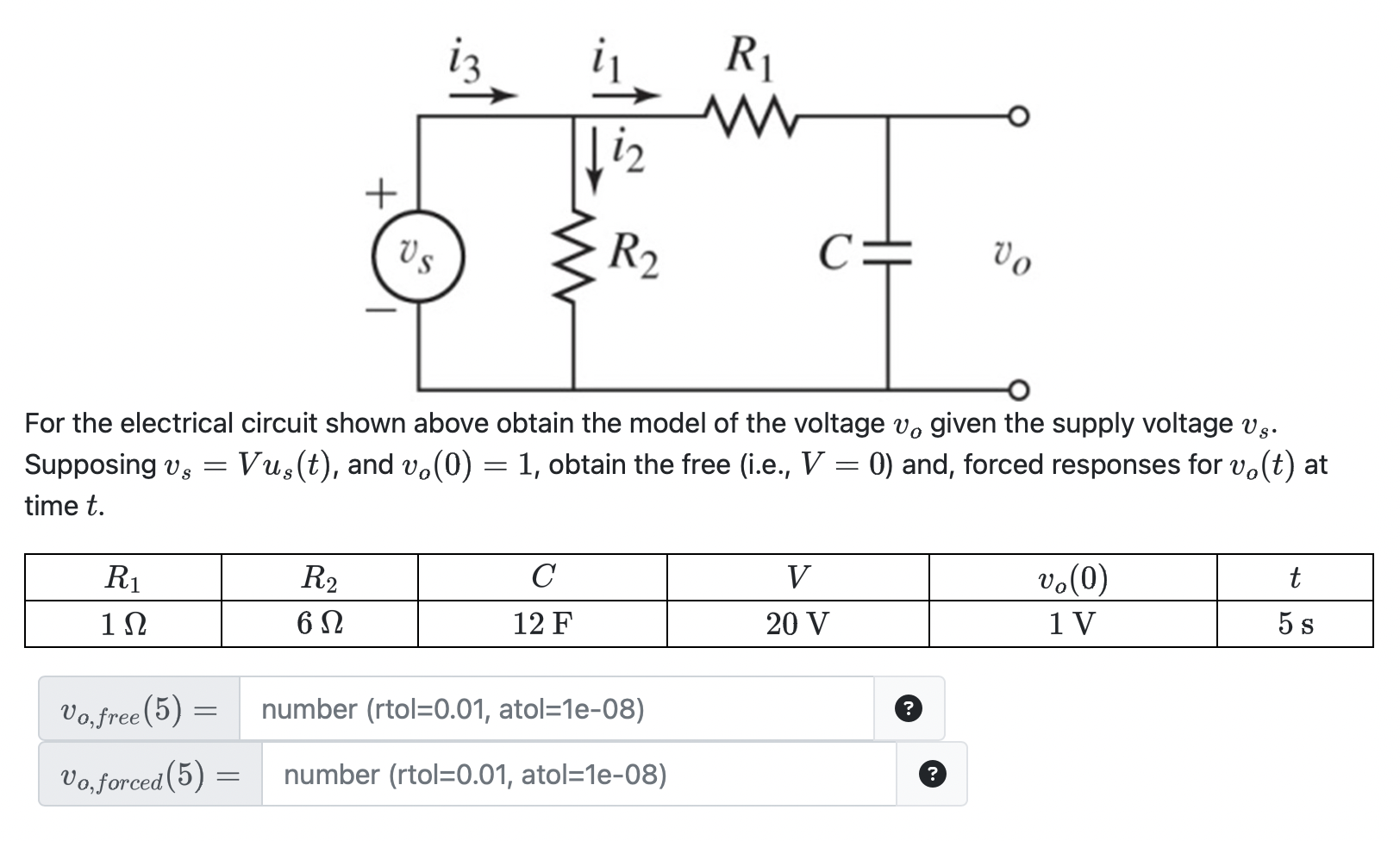 Solved For the electrical circuit shown above obtain the | Chegg.com
