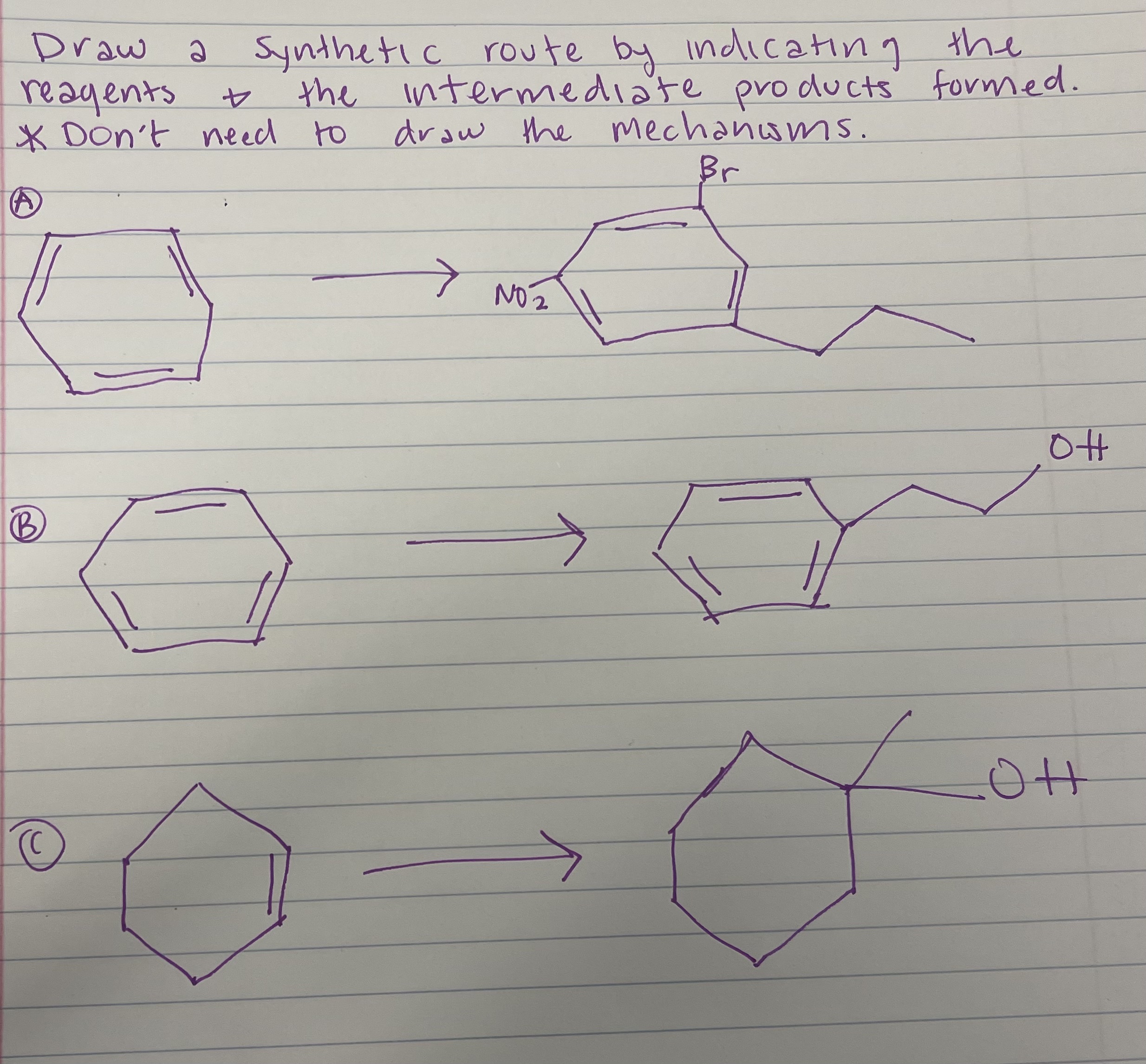 Solved Draw a synthetic route by indicating the reagents → | Chegg.com