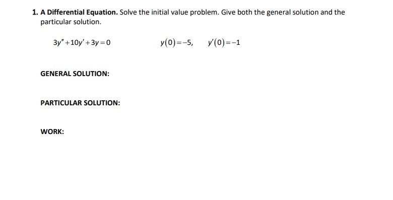 Solved 1. A Differential Equation. Solve the initial value | Chegg.com