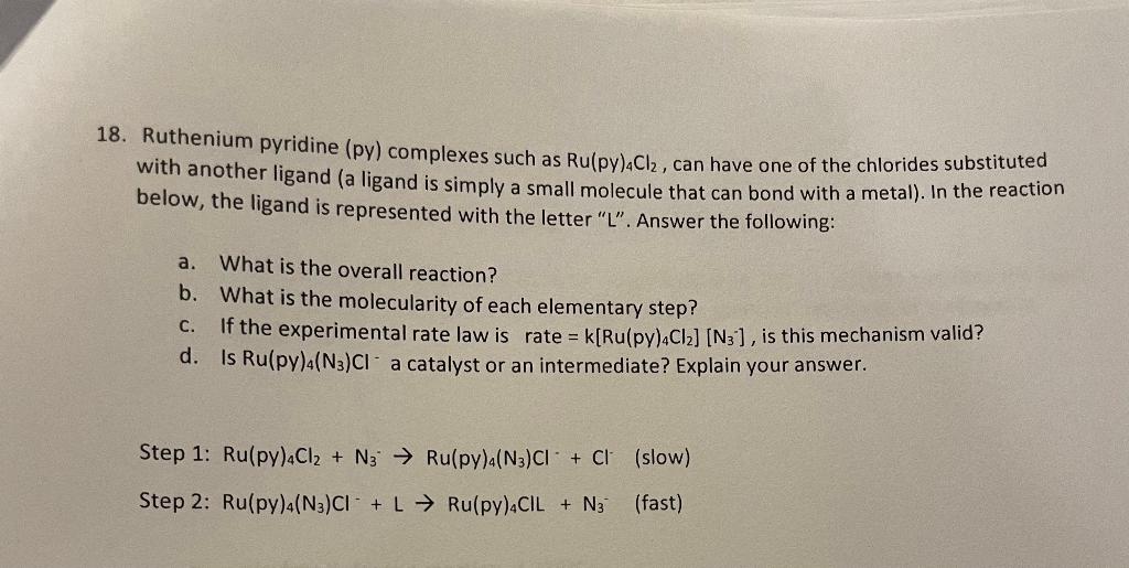 8. Ruthenium pyridine (py) complexes such as | Chegg.com
