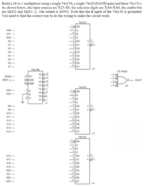Solved Build a 24-to-1 multiplexer using a single 74x138, a | Chegg.com