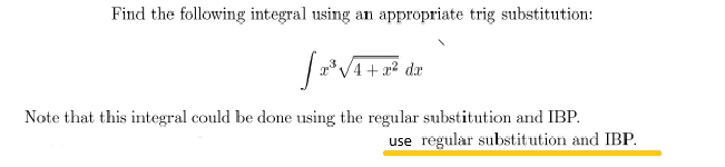 Solved Find the following integral using an appropriate trig | Chegg.com