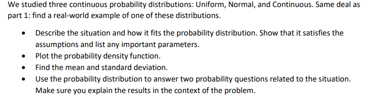 Solved We studied three continuous probability | Chegg.com