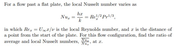 Solved For a flow past a flat plate, the local Nusselt | Chegg.com