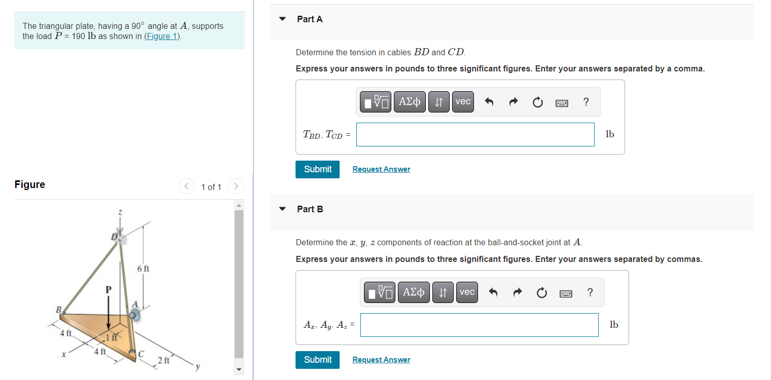Solved The triangular plate, having a 90∘ angle at A, | Chegg.com